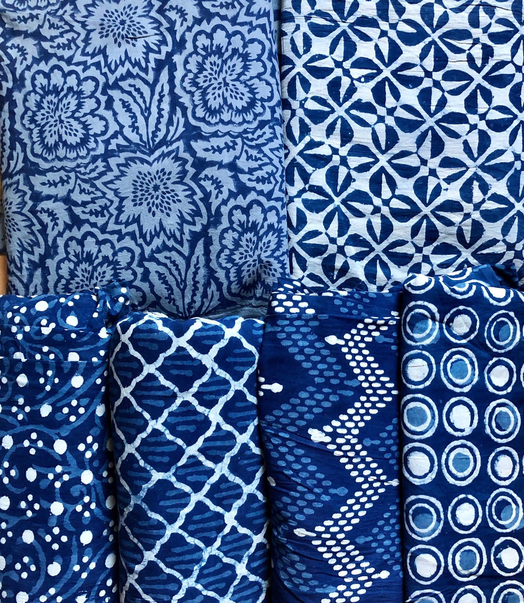 Indigo/dabu/blue Block Prints Fabric Hand Printed Indian Fabric Natural ...