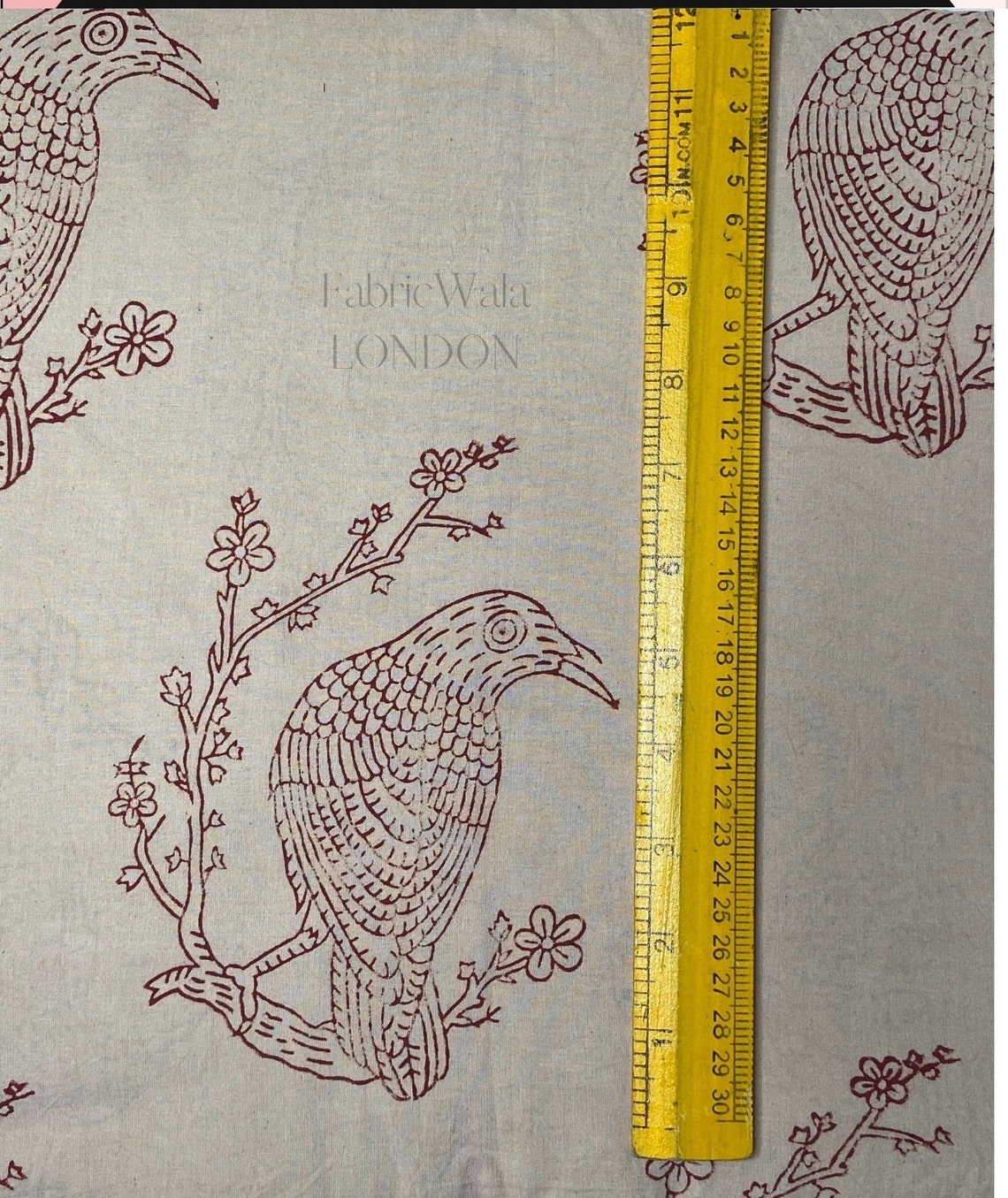 Red Bird Pattern in Coffee Background Hand Block Print 100% - Etsy