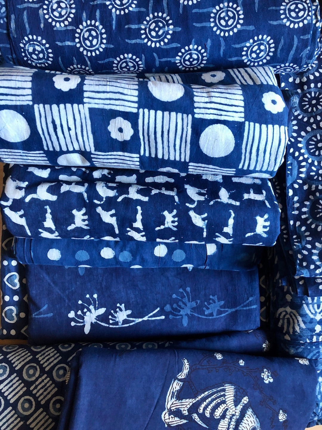 Indigo/dabu/blue Block Prints Fabric Hand Printed Indian Fabric Natural ...