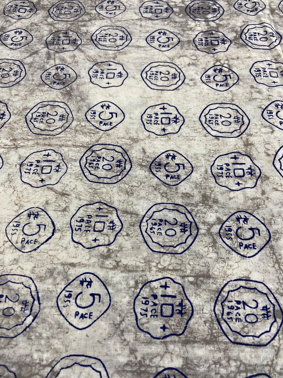 Indian Coins Printed 100% Cotton Fabric, Block Print Floral Print ...