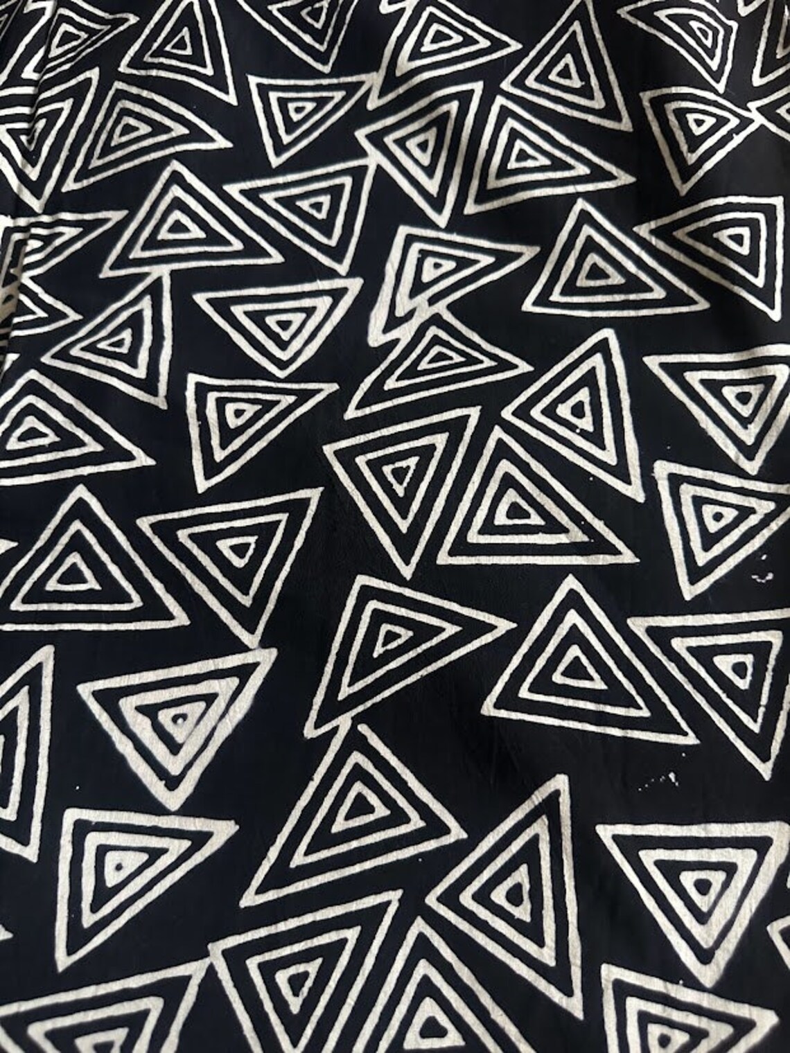 Jet Black Triangle Shape Hand Block Printed 100% Cotton Fabric ...