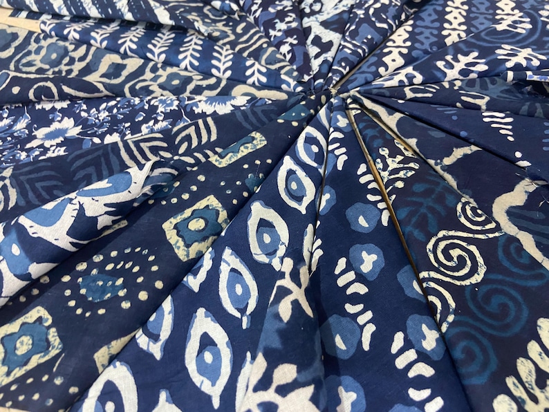 Indigo Cotton Fat Quarters 29 Pieces Indian Hand Block Printed Patch ...