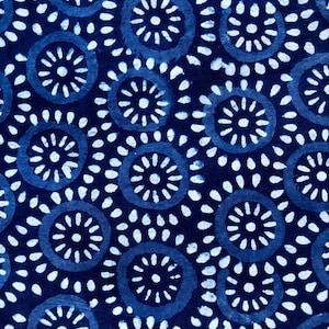 Indigo/dabu/blue Block Prints Fabric Hand Printed Indian Fabric Natural ...