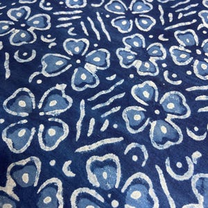 Indigo/dabu/blue Block Prints Fabric Hand Printed Indian Fabric Natural ...