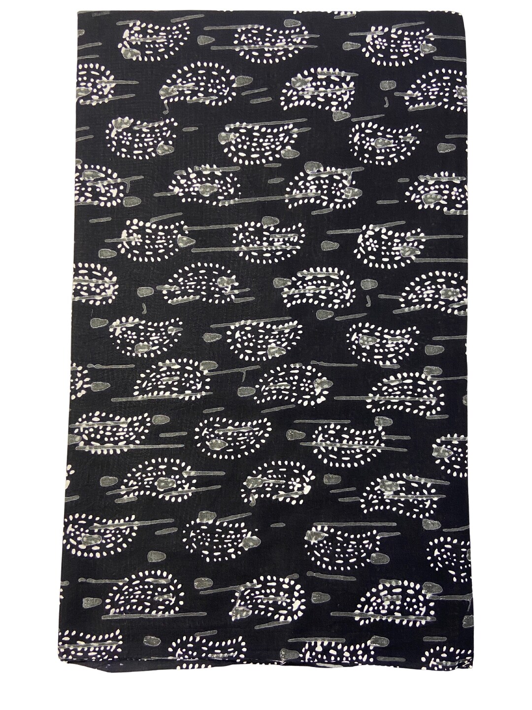 Black-white Beautiful Hand Block Printed 100% Cotton Fabric TEAR DROP ...