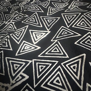 Jet Black Triangle Shape Hand Block Printed 100% Cotton Fabric ...