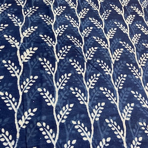 Indigo/dabu/blue Block Prints Fabric Hand Printed Indian Fabric Natural ...