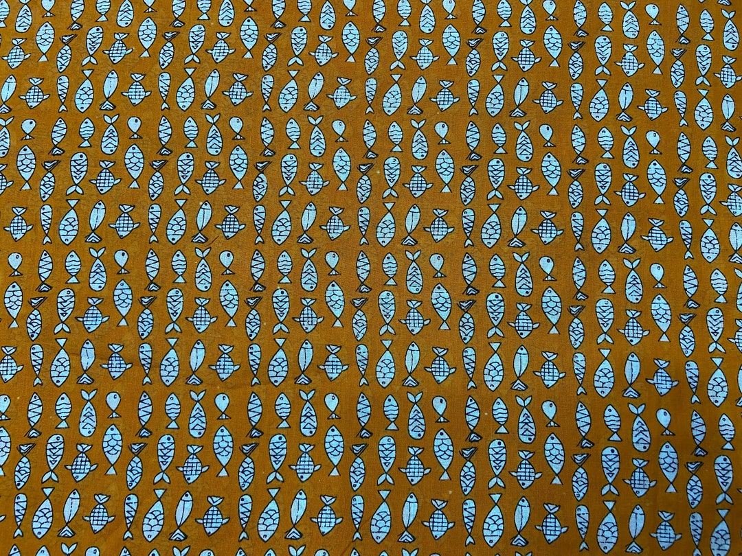 Fish Print Design of Block Print Hand Made Fabric. - Etsy