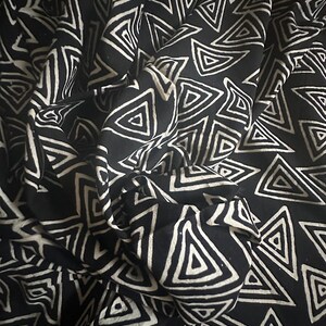 Jet Black Triangle Shape Hand Block Printed 100% Cotton Fabric ...