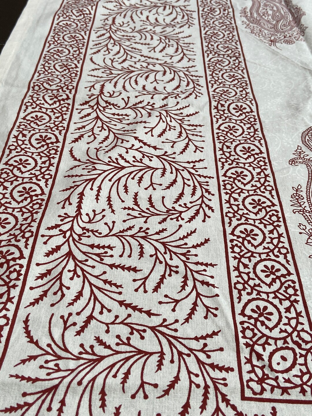Kalamkari Block Print Natural Vegetable Color Paisley Print Table Cover ...