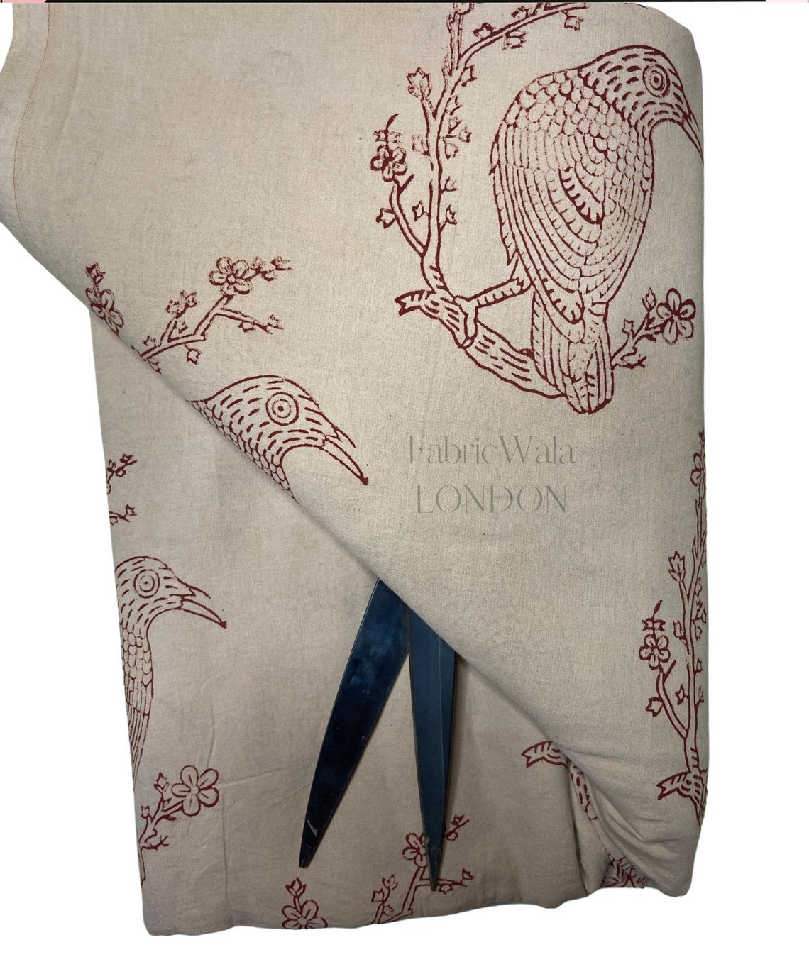 Red Bird Pattern in Coffee Background Hand Block Print 100% - Etsy