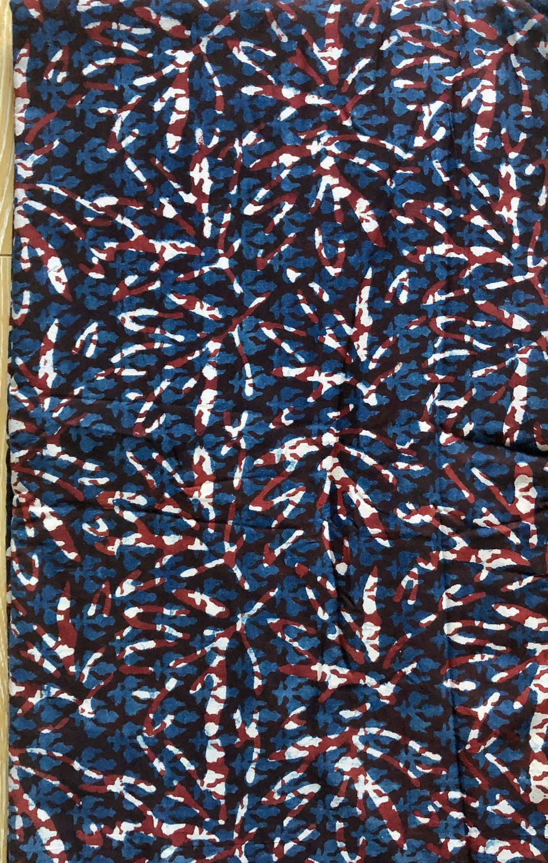 Blood Splatter Fabric Indigo/red Cotton Hand Block Print Fabric Boho ...