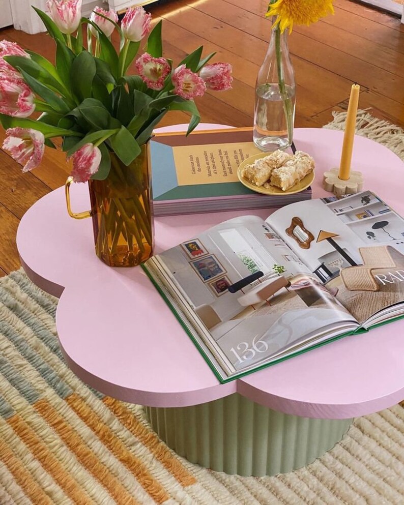 Wavy Buttercup Shaped Table Flower Side Table Bed Side Table Cloud ...