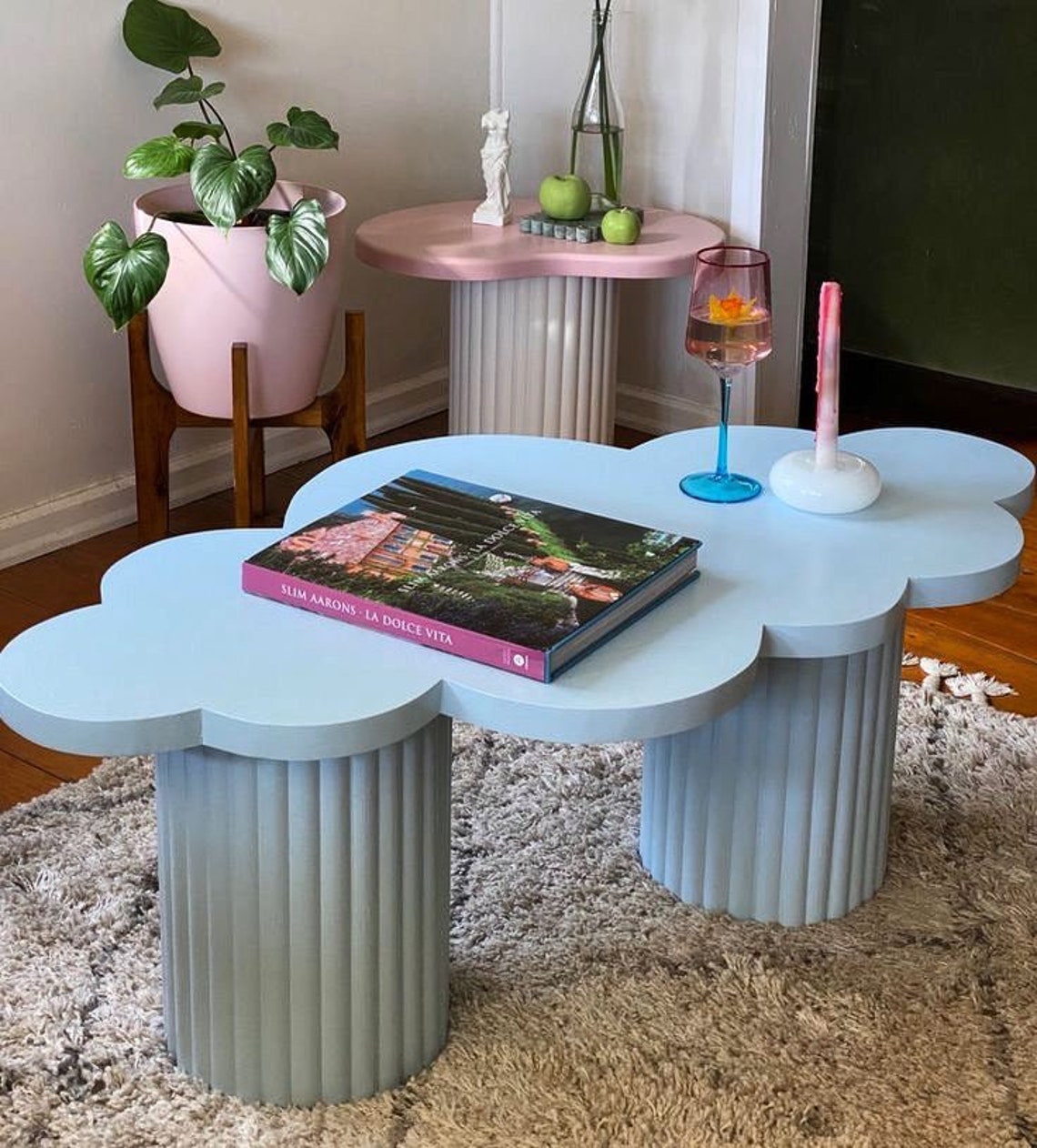 Coffee Table Funky Table Fluted Legs Table Cloud Shaped Table Colorful ...