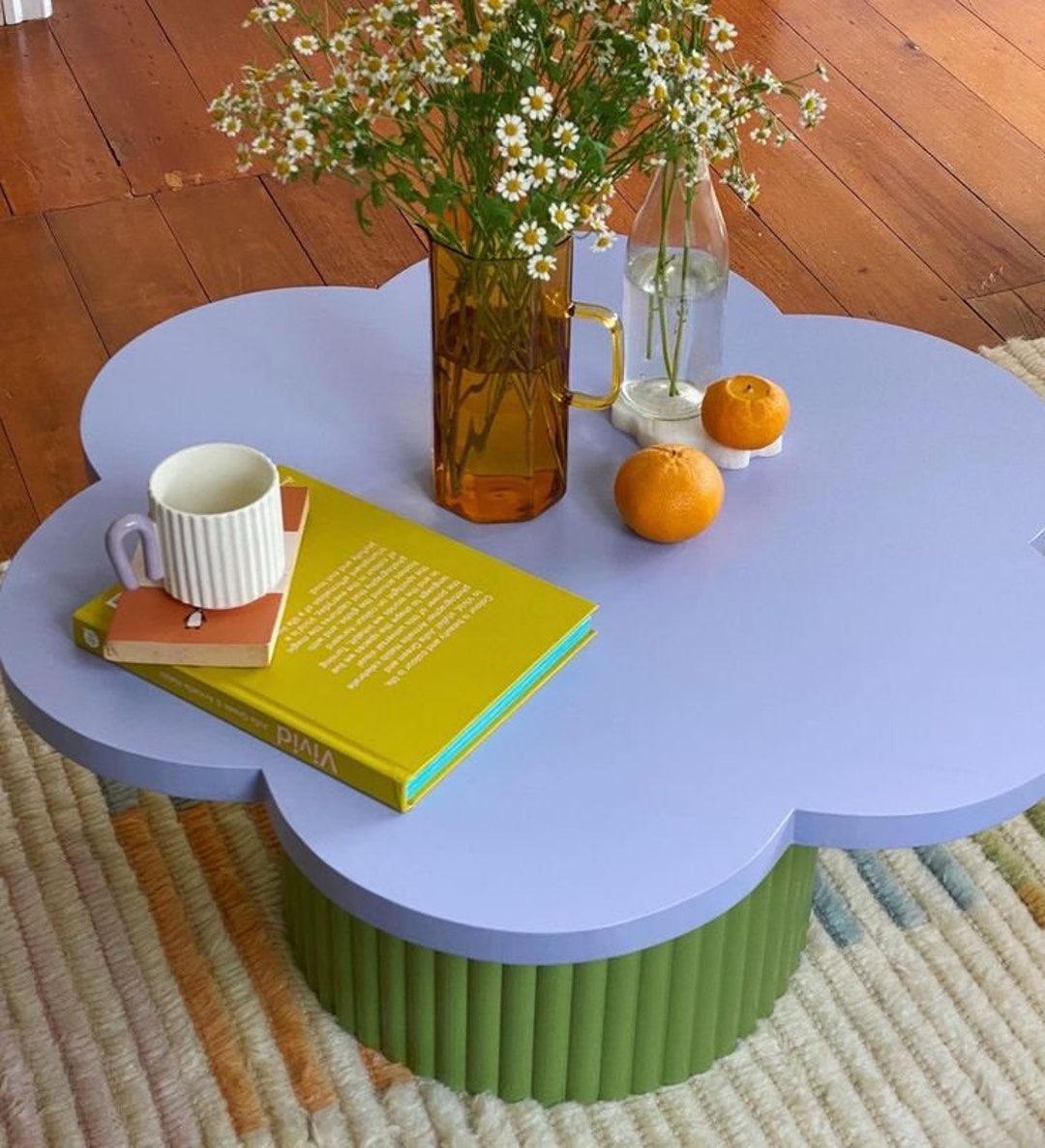 Wavy Buttercup Shaped Table Flower Side Table Bed Side Table Cloud ...
