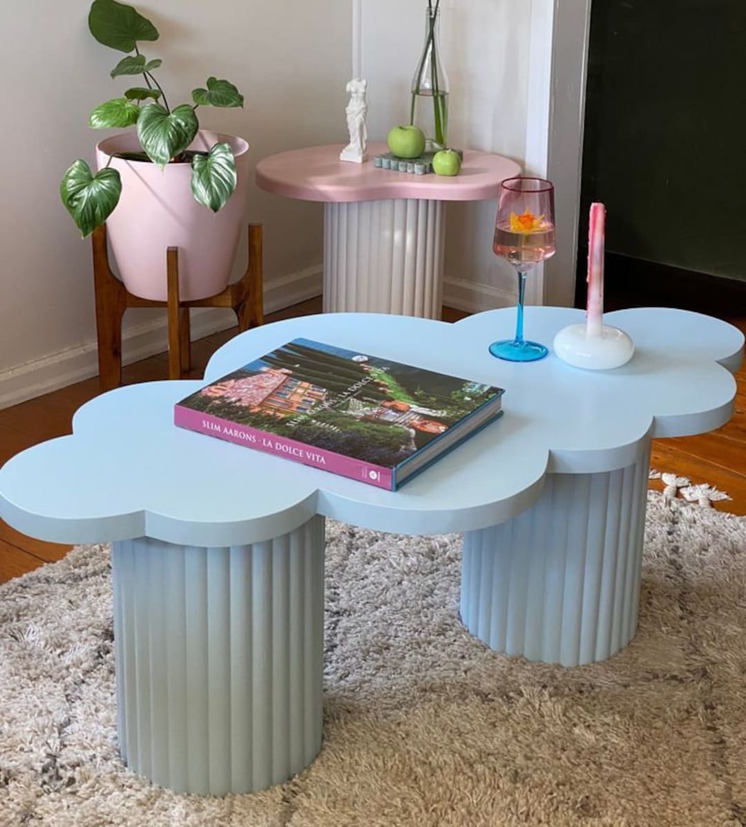 Coffee Table Funky Table Fluted Legs Table Cloud Shaped Table Colorful ...