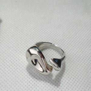 Chunky Irregular Abstract Blob Ring Molten Liquid Metal Drip Silver ...