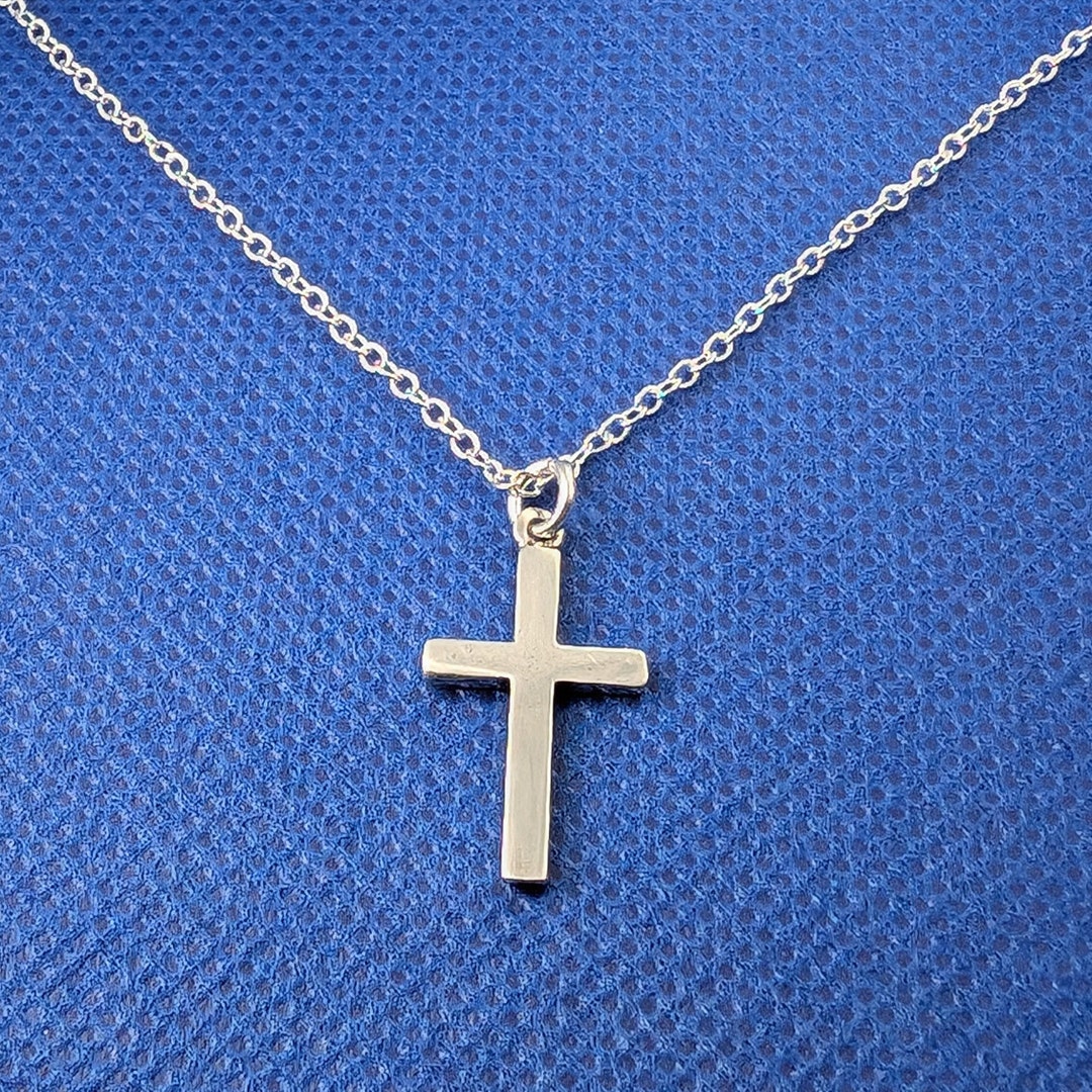 Silver Cross Necklace Pendant Chain Silver Plated Adjustable 18" - Etsy