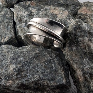 Chunky Silver Ring, Sterling Silver Plated Ring for Women, Adjustable ...