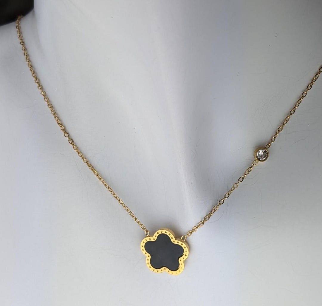 Black Clover Pendant Necklace Gold Plated - Etsy