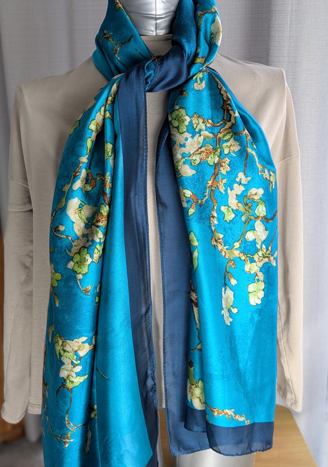 Van Gogh Silk Scarf, Almond Blossom Silk Scarf Light, Gift for Her ...