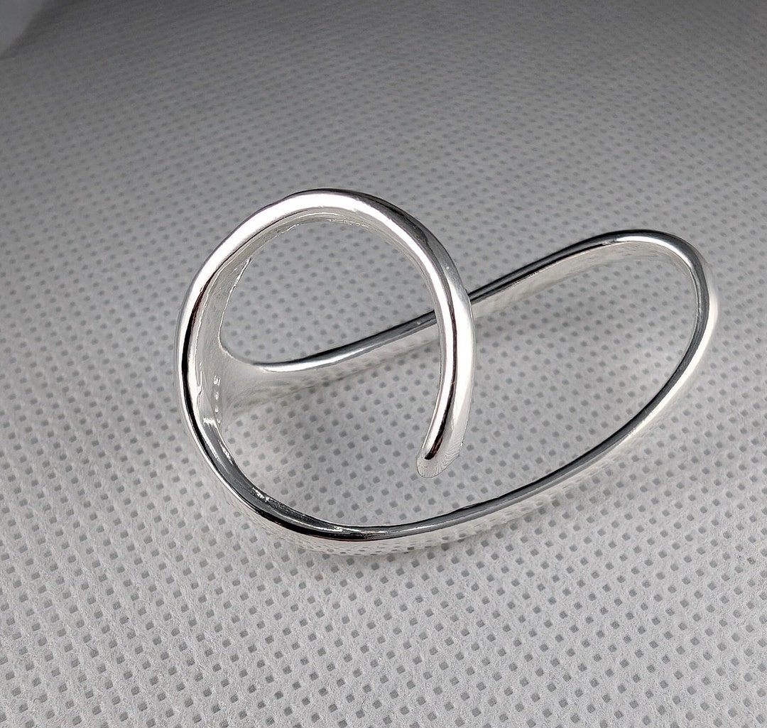 Chunky Statement Sterling Silver Plated Ring, Two Finger Ring for Women ...