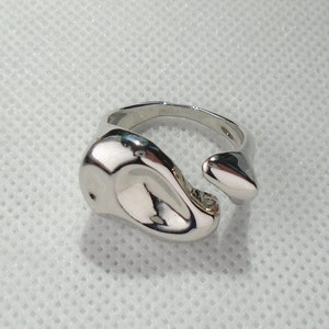 Chunky Irregular Abstract Blob Ring Molten Liquid Metal Drip Silver ...