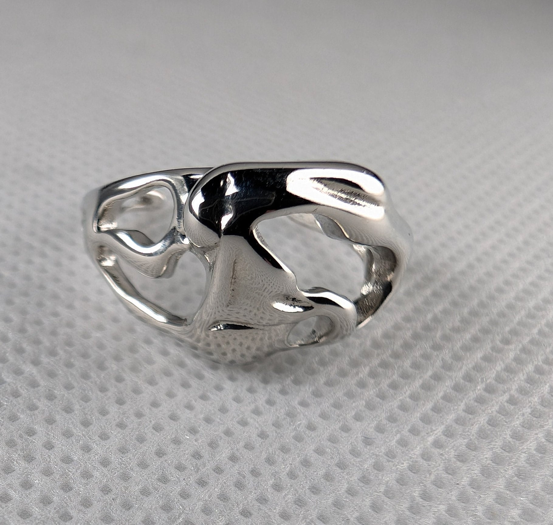 Chunky Irregular Abstract Molten Liquid Metal Blob Ring for Women ...