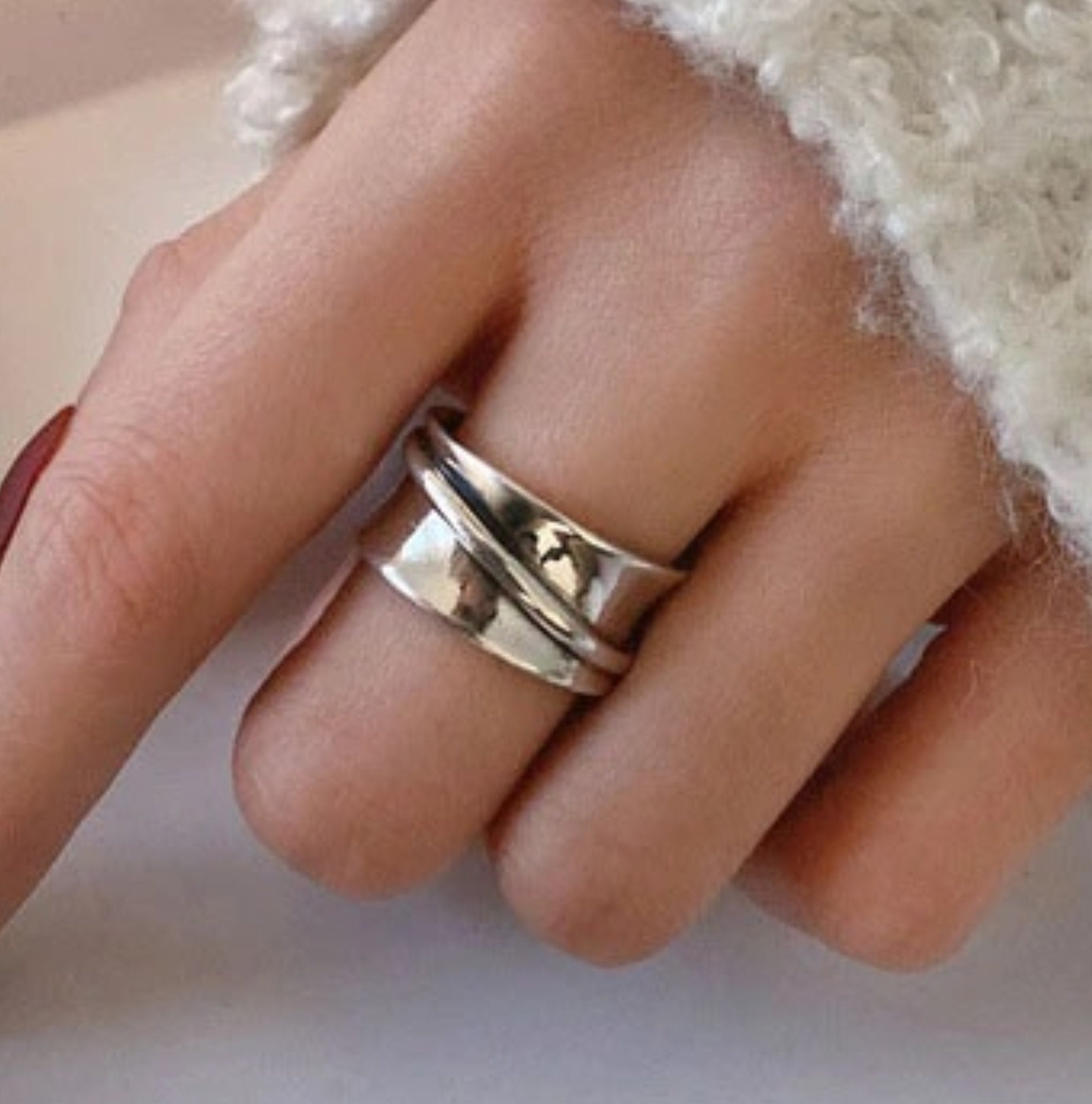 Chunky Silver Ring Sterling Silver Plated Ring for Women - Etsy UK