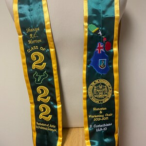 Custom Embroidered Satin Graduation Stole: Personalized Design - Etsy