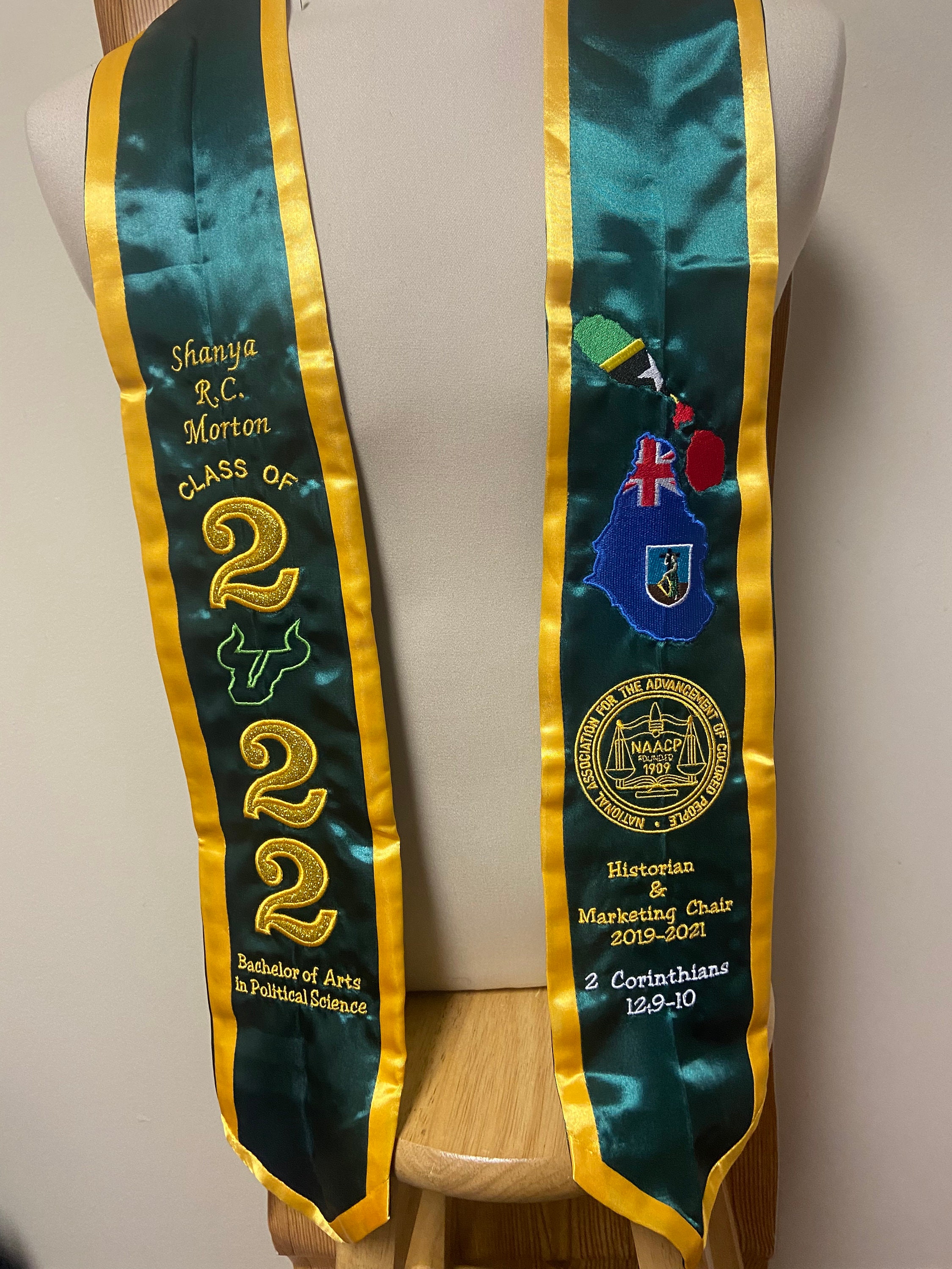 Satin Grad Stole / Custom Embroidered Grad Stole/ Graduation / Custom ...