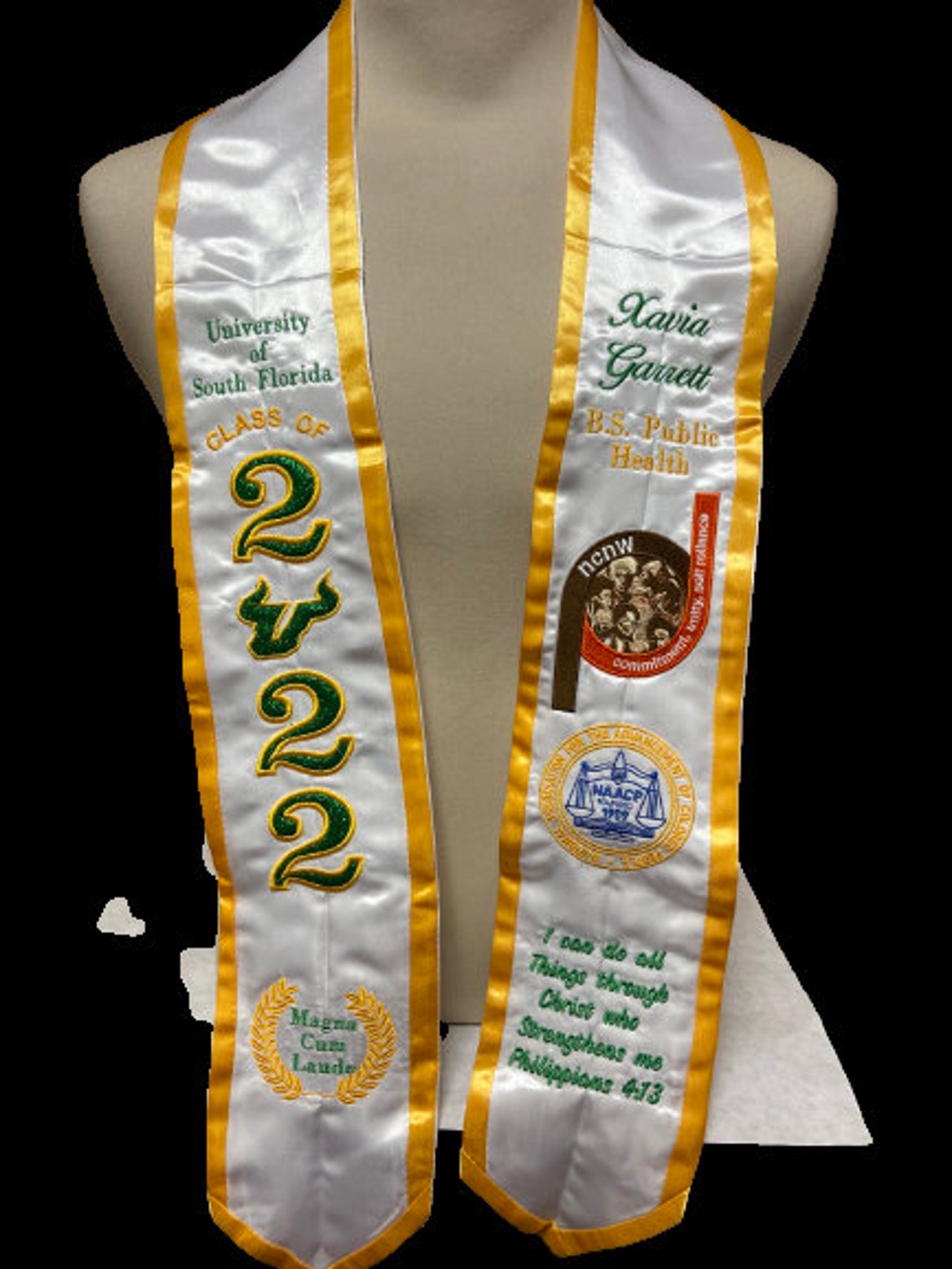Satin Grad Stole / Custom Embroidered Grad Stole/ Graduation / Custom ...