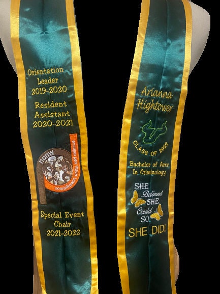 Satin Grad Stole / Custom Embroidered Grad Stole/ Graduation / Custom ...