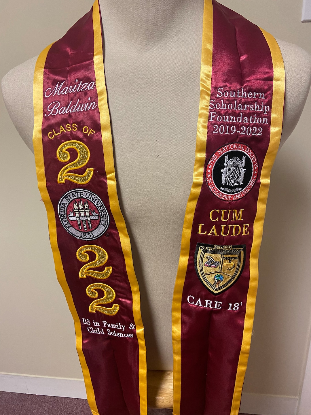 Satin Grad Stole / Custom Embroidered Grad Stole/ Graduation / Custom ...