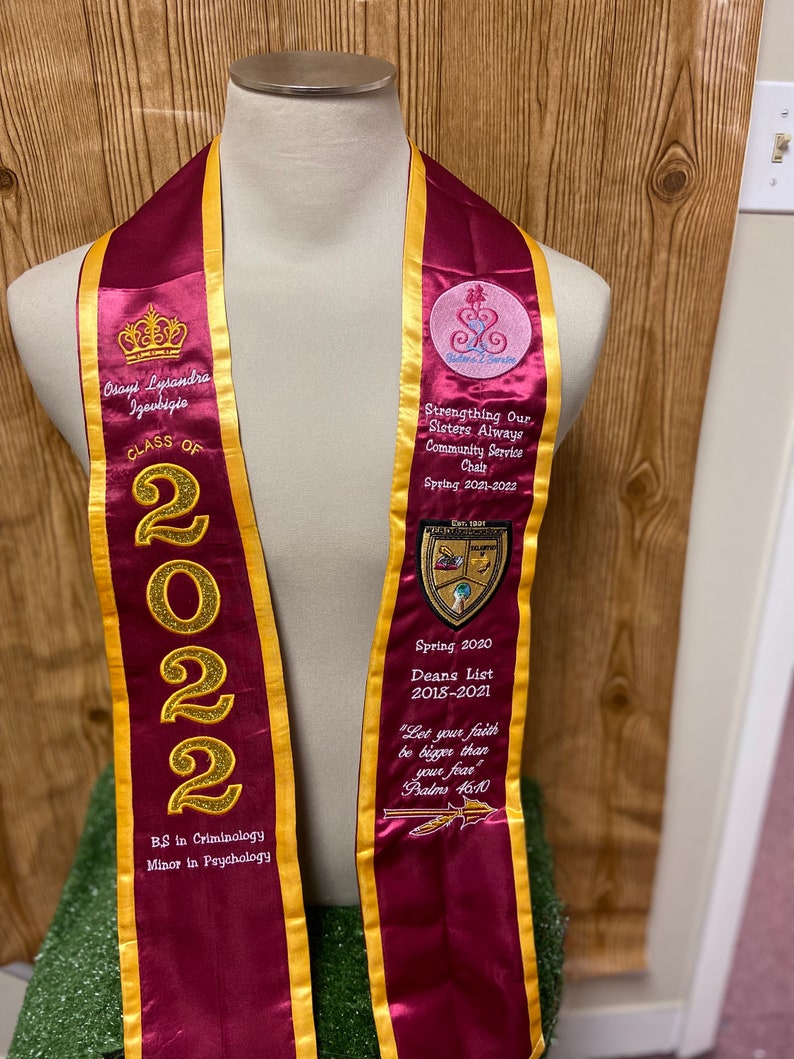 Satin Grad Stole / Custom Embroidered Grad Stole/ Graduation / Custom ...