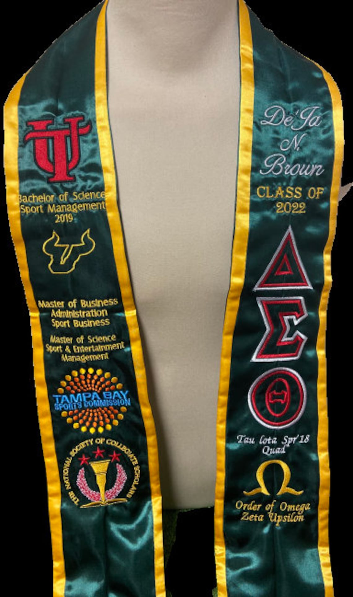 Satin Grad Stole / Custom Embroidered Grad Stole/ Graduation / Custom ...