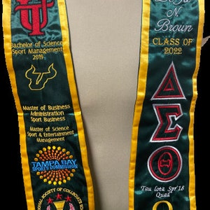 Satin Grad Stole / Custom Embroidered Grad Stole/ Graduation / Custom ...