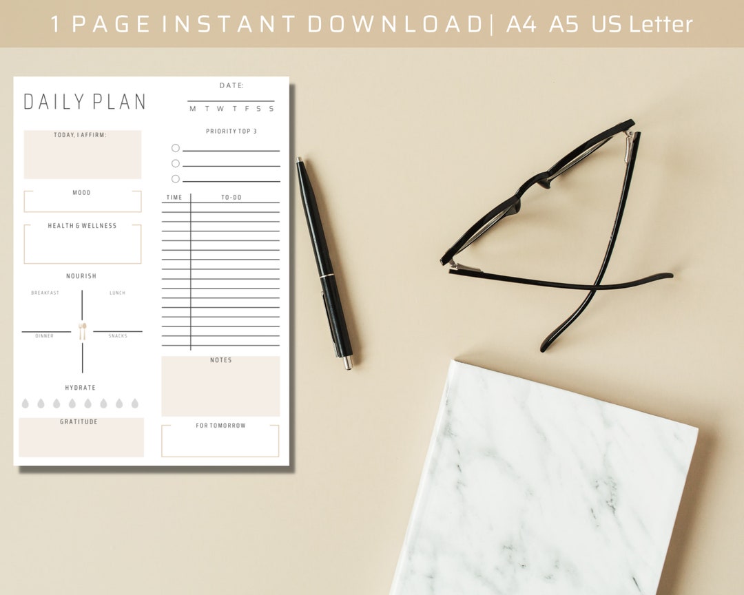 Daily Planner Printable, Work From Home, SAHM, Instant Download, A4, A5 ...
