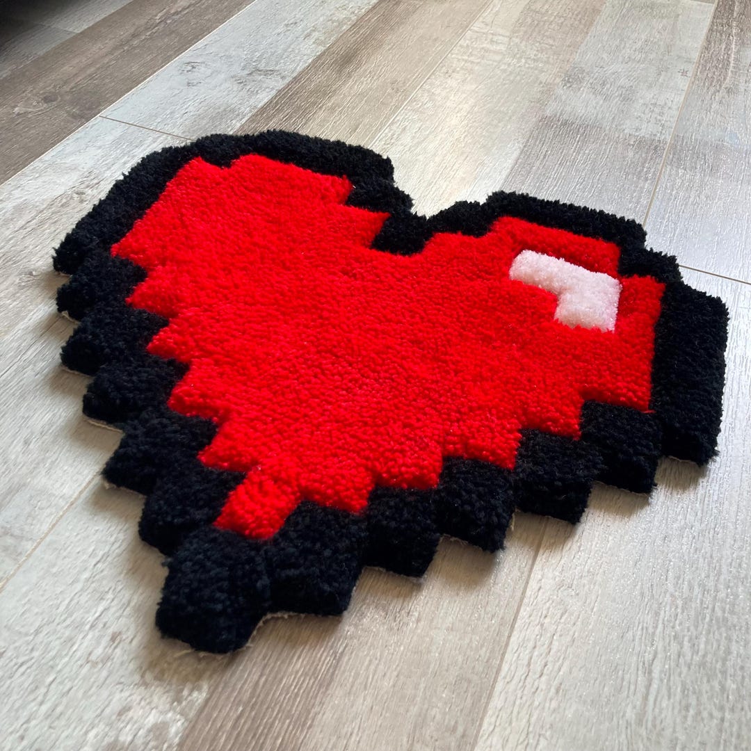 Handmade Pixel Heart Tufted Rug – Cute Valentine Gift for Girlfriend ...