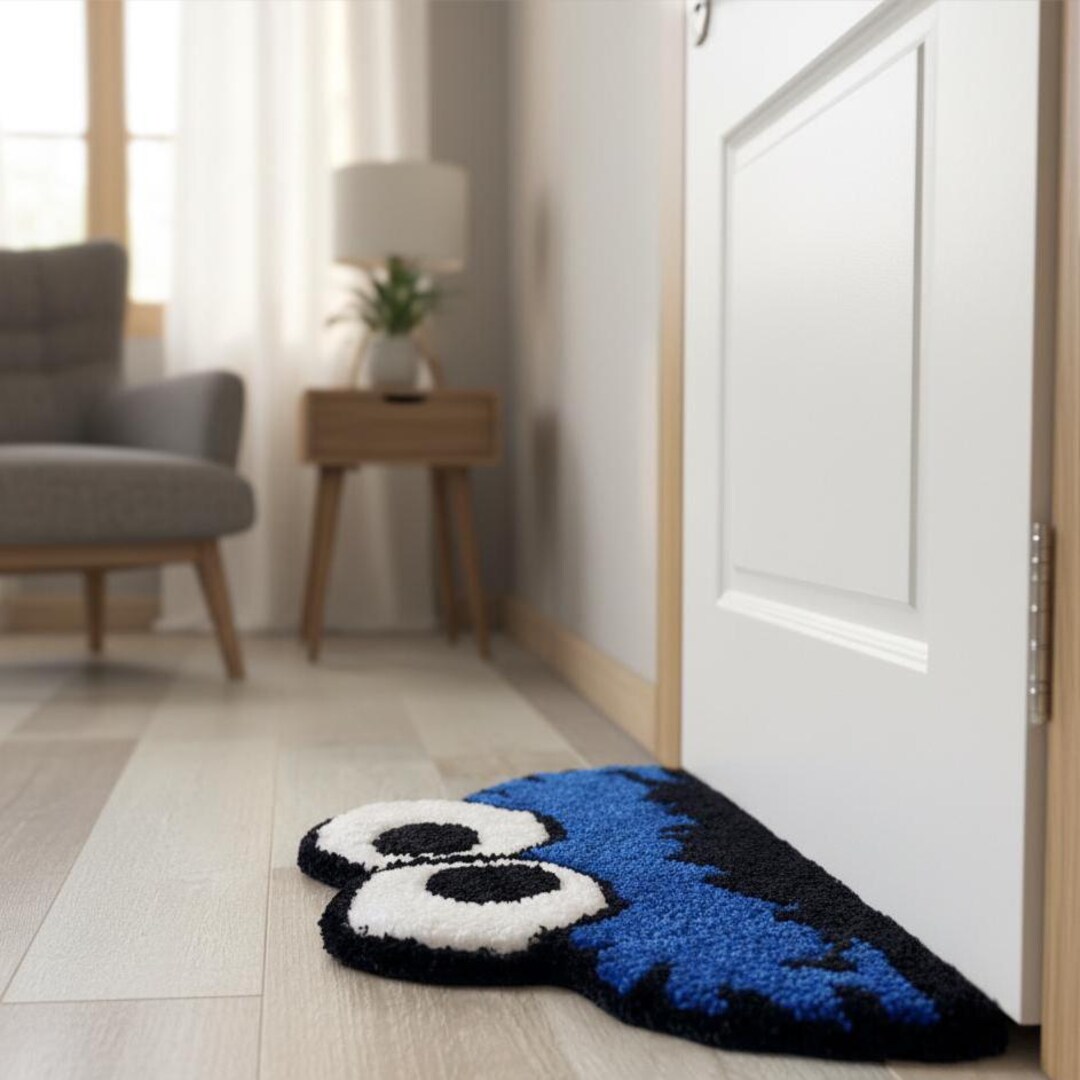 Blue Monster Tufted Rug: Furry Character Accent Rug 15-21 Inches - Etsy