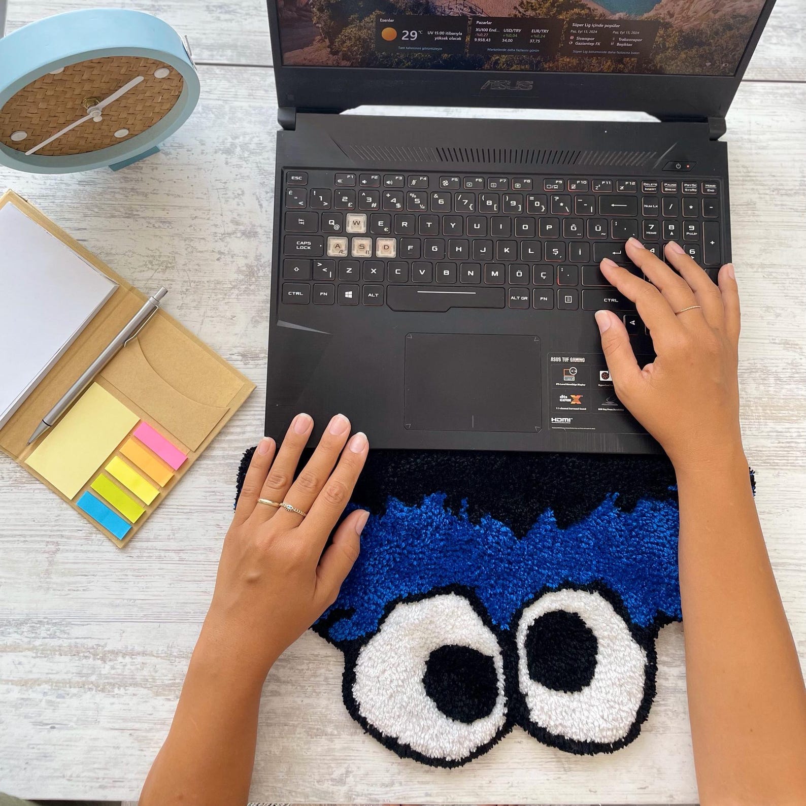 Blue Monster Tufted Rug: Furry Character Accent Rug 15-21 Inches - Etsy