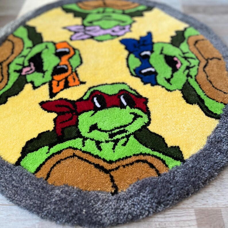 Handmade Cartoon Turtles Rug: Hero Turtles Gaming Room Decor - Etsy