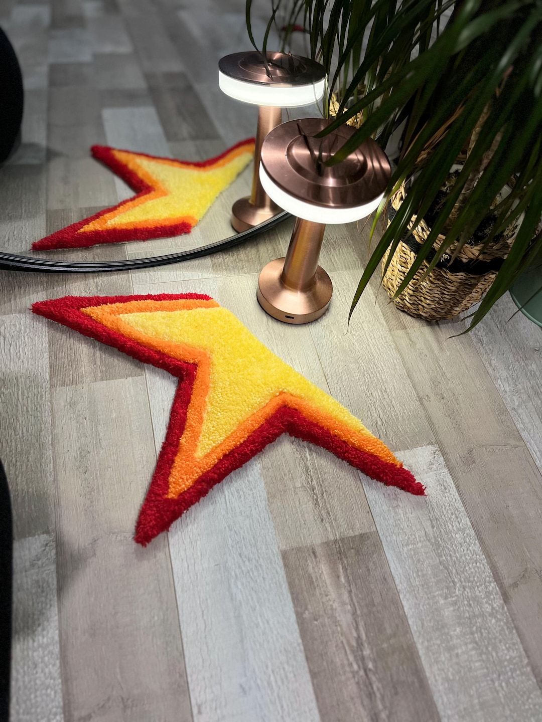 Handmade Star Rug: Vibrant Tufted Accent Mat, Boho Decor - Etsy