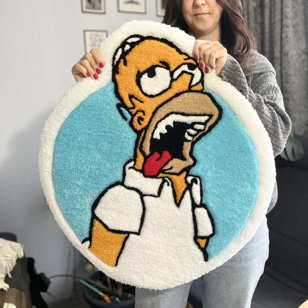 Funny Cartoon Tufted Rug, Handmade Round Rug With Goofy Face Design ...