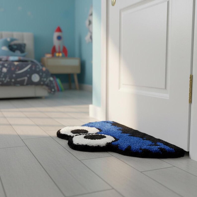 Blue Monster Tufted Rug: Furry Character Accent Rug 15-21 Inches - Etsy