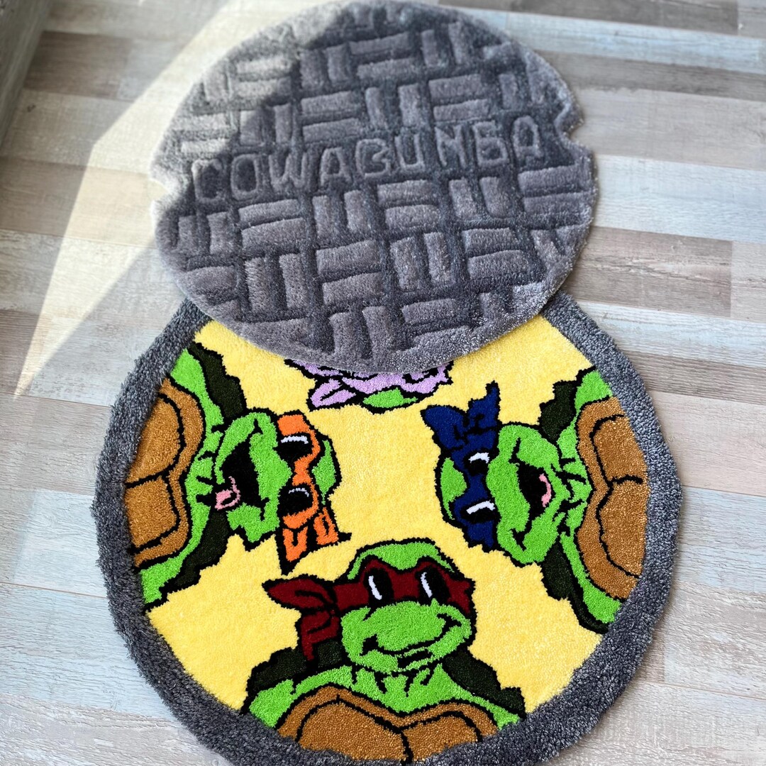 Cute Turtles Tufted Rug, Handmade Cartoon Turtles Rug, Cool Hero ...