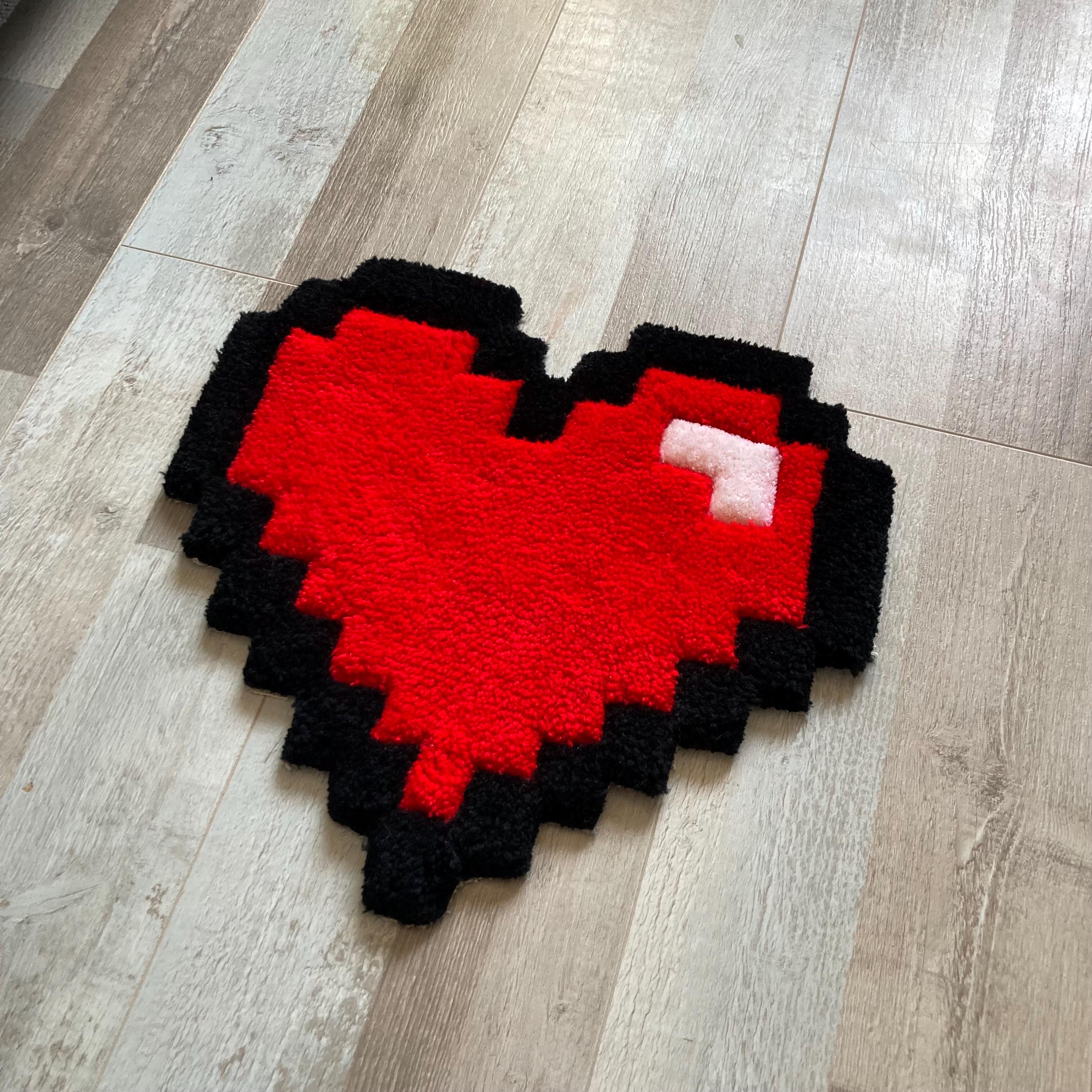 Handmade Pixel Heart Tufted Rug – Cute Valentine Gift for Girlfriend ...