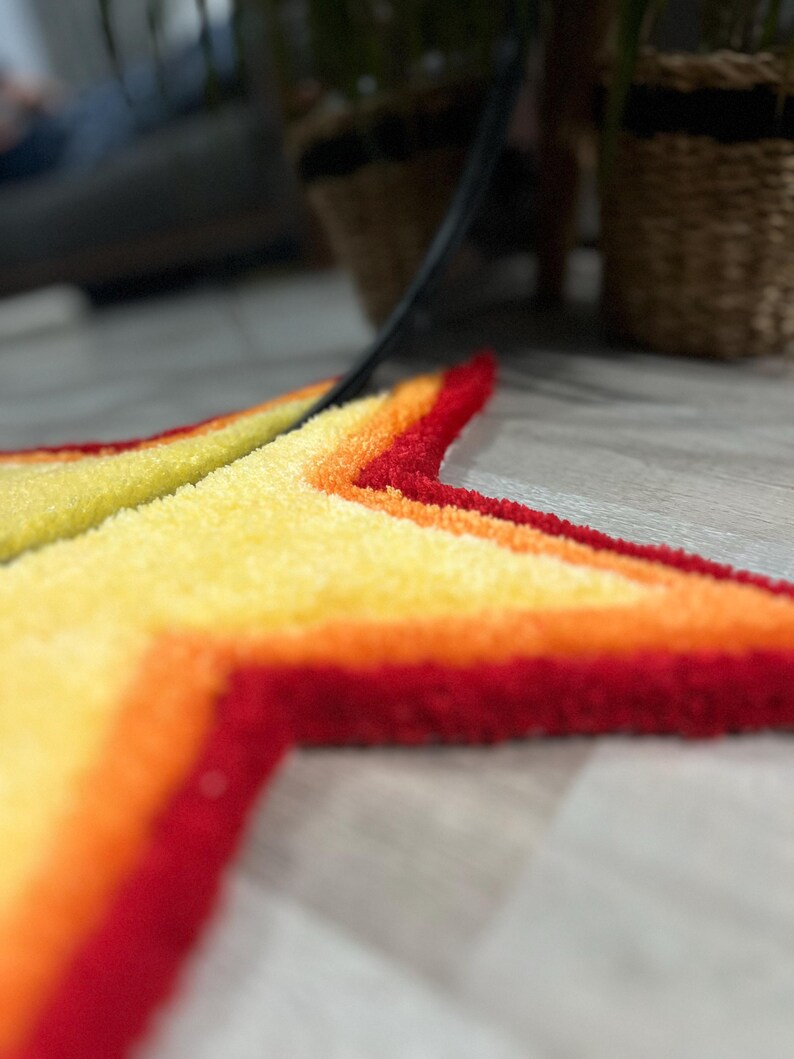 Handmade Star Rug: Vibrant Tufted Accent Mat, Boho Decor - Etsy