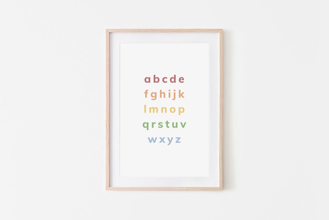 Rainbow Alphabet Print - Printable Wall Art, ABC Print, Educational ...