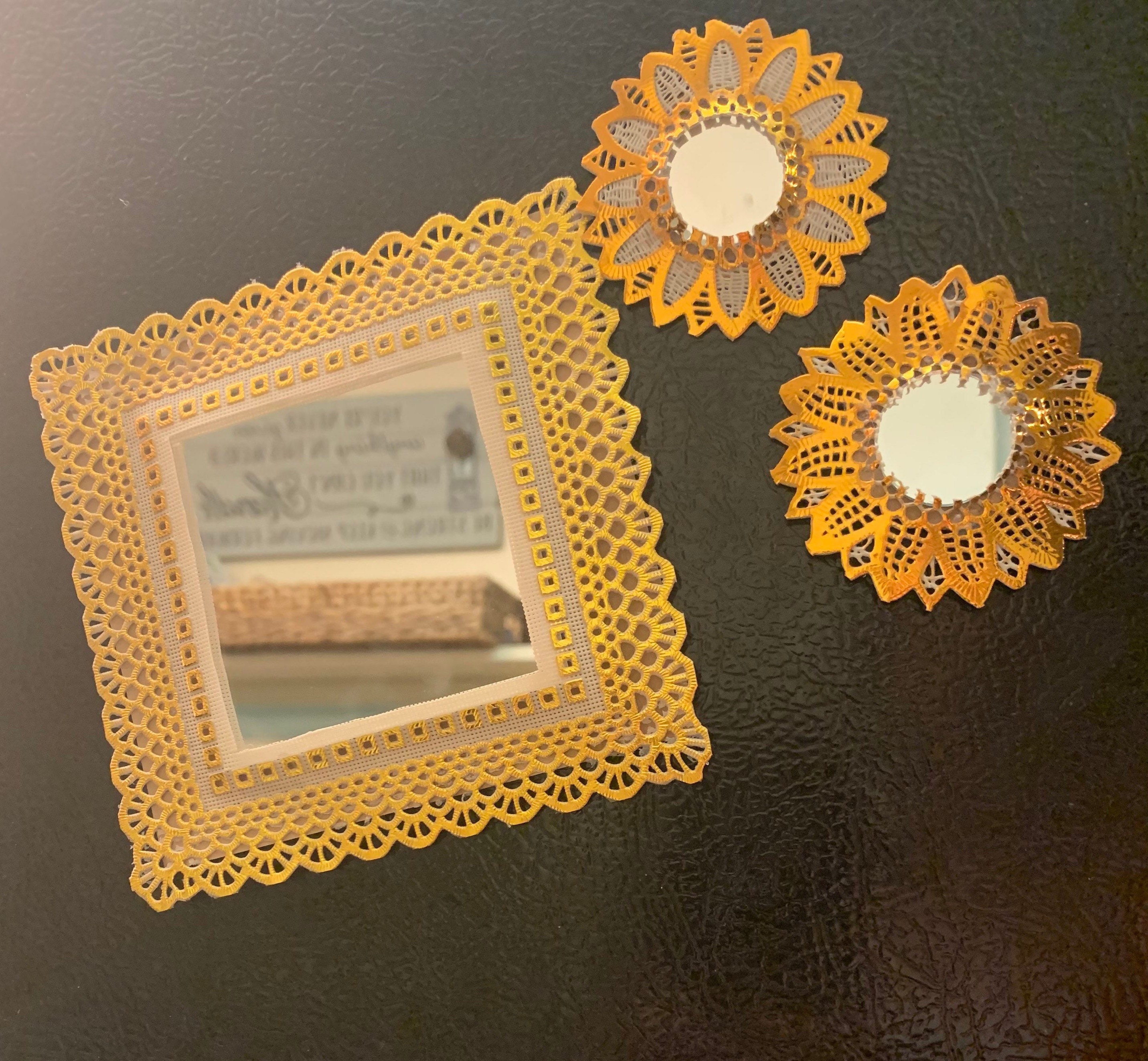 Magnetic Frame Set Vintage Frames Miniature Magnets Antique Frames Gold ...